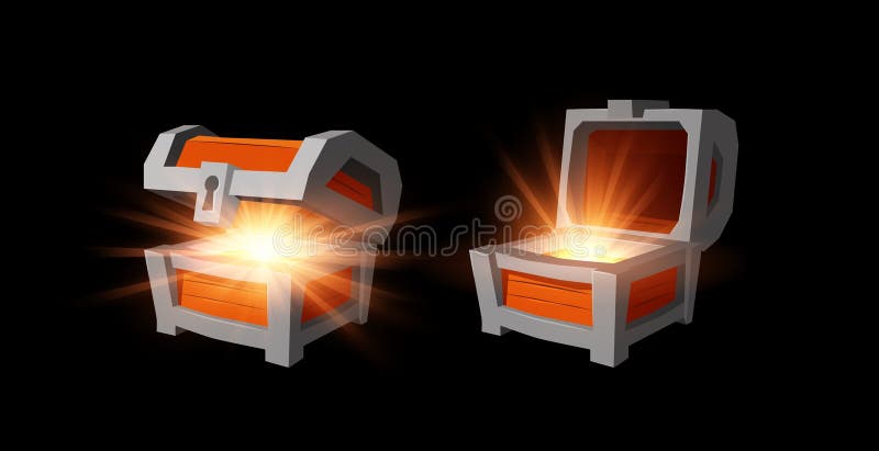Set of Opened Treasure Chests Flat Style, Vector Illustration Stock ...