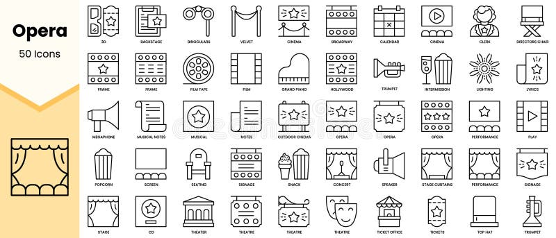 Set of Opera Icons. Simple Line Art Style Icons Pack Stock Vector ...