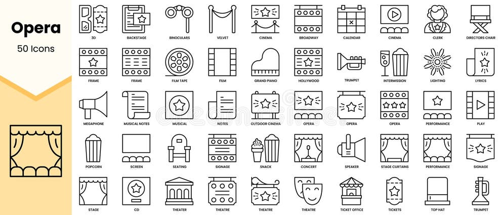 Set of Opera Icons. Simple Line Art Style Icons Pack Stock Vector ...
