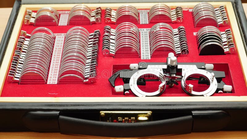 Set of Ophthalmologist Lenses. Phoropter Test Glasses for Checking ...