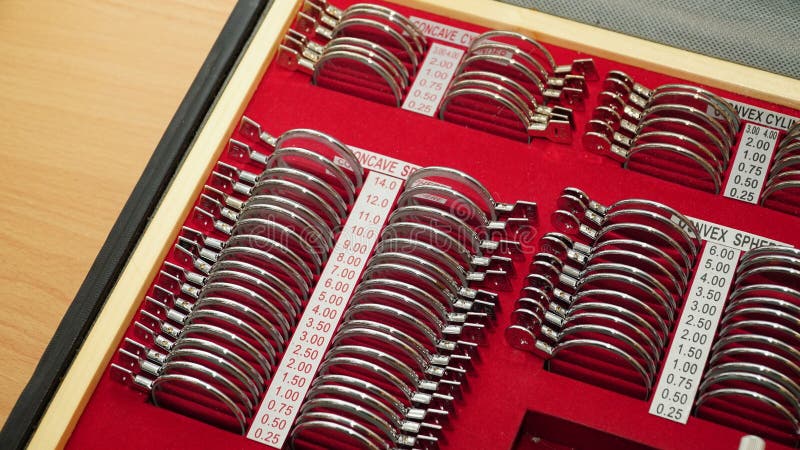 Set of Ophthalmologist Lenses. Phoropter Test Glasses for Checking ...