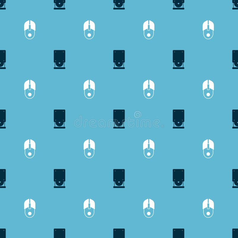 Set Optical Disc Drive and Computer Mouse on Seamless Pattern. Vector ...