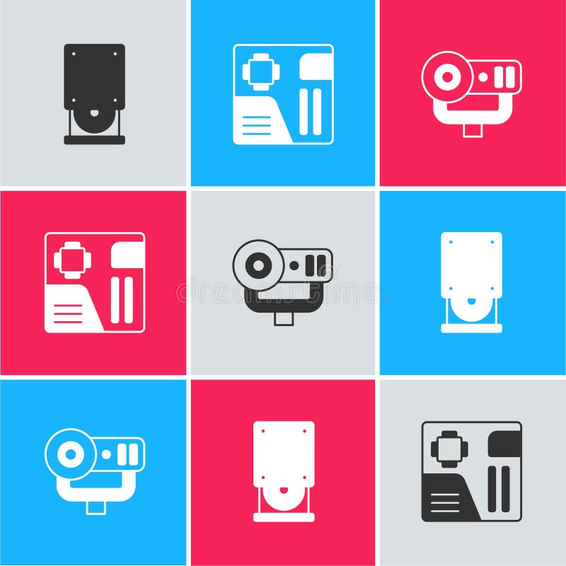 Set Optical Disc Drive, Motherboard Digital Chip and Web Camera Icon ...