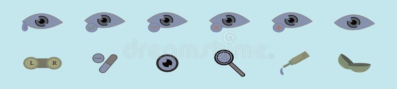 Set of Optometry Cartoon Icon Design Template with Various Models ...