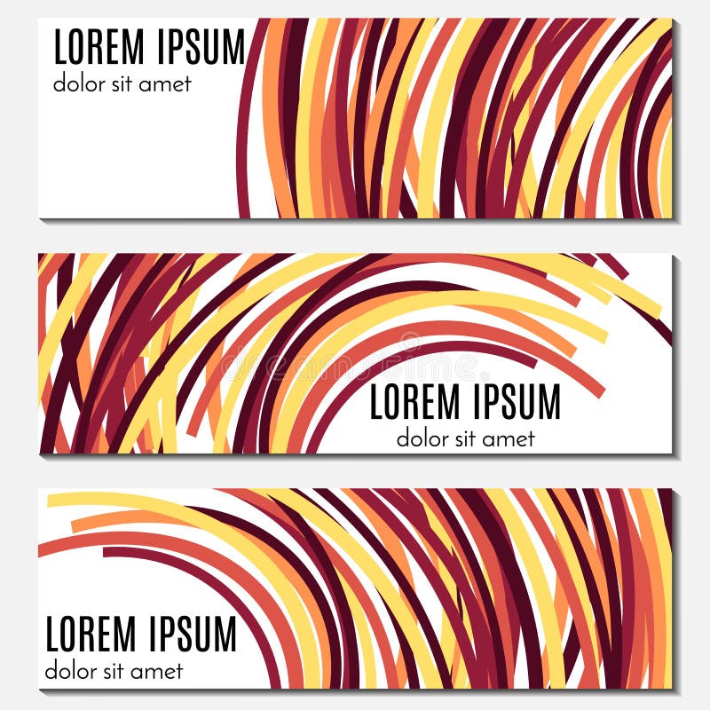 Set of Red Abstract Header Banners with Curved Lines and Place for Text ...