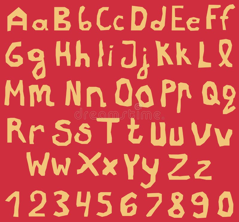 Set of Orange Alphabet Letters with Numbers on Red Stock Vector ...