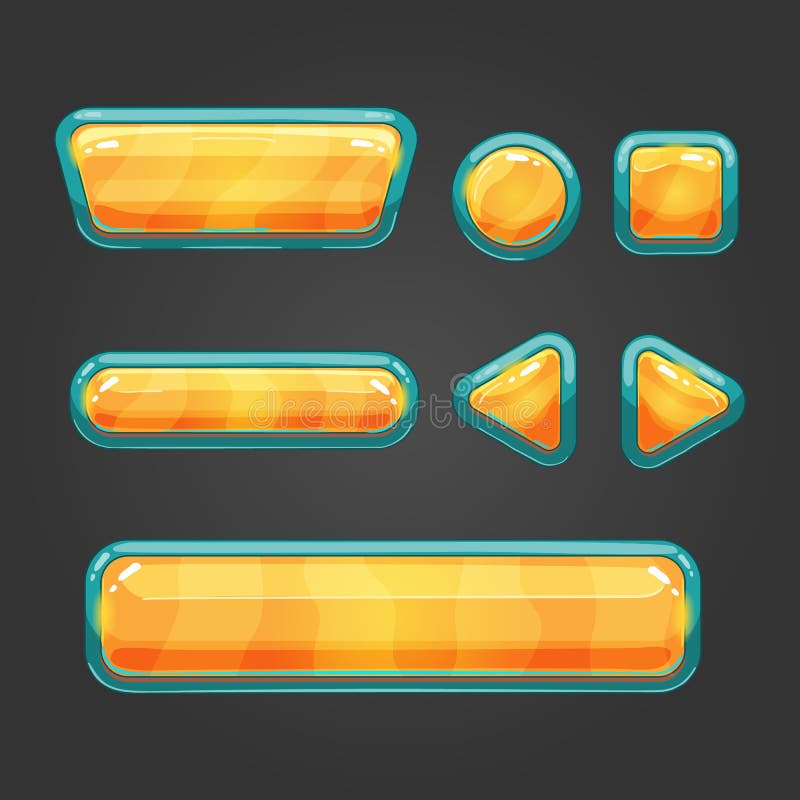 Set Orange Button in Cartoon Style Stock Illustration - Illustration of ...