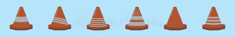 Set of Orange Cone Cartoon Icon Design Template with Various Models ...