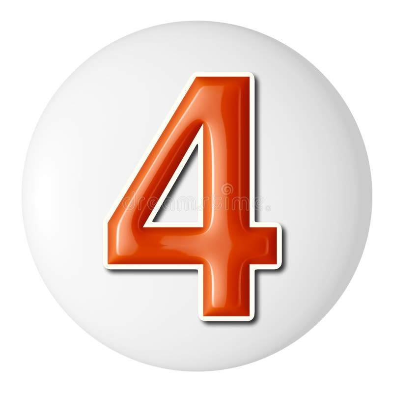 Set of Orange 3d Numbers on White Circle, 3d Rendering, Four Stock ...