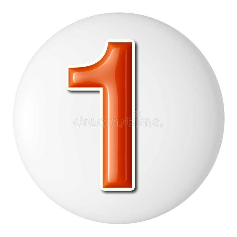 Set of Orange 3d Numbers on White Circle, 3d Rendering, One Stock ...