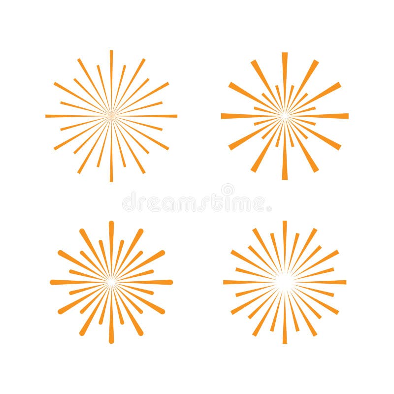 Set of Orange Fireworks Icon Isolated Flat Design Stock Vector ...