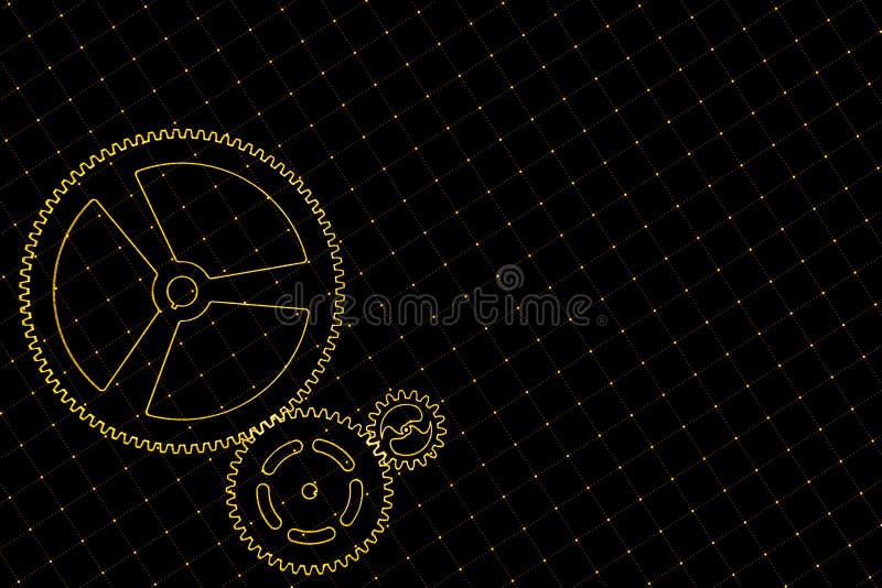 Set of Orange Gears and Cogs on Virtual Screen Stock Illustration ...