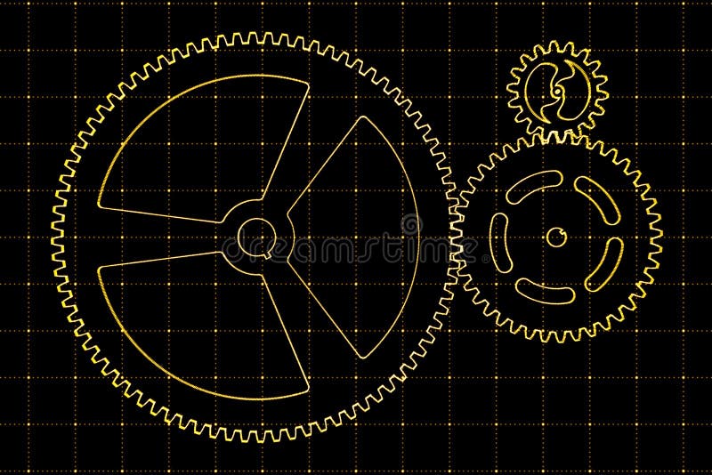 Set of Orange Gears and Cogs on Virtual Screen Stock Illustration ...