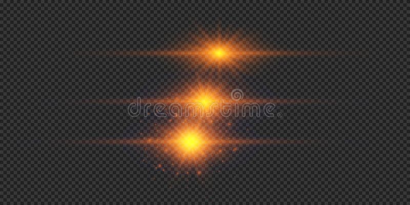Set of Orange Horizontal Light Effects of Lens Flares Stock Vector ...