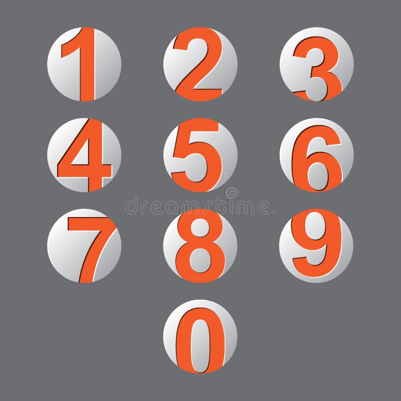 Set Orange Number Icon with Shadow Stock Vector - Illustration of ...