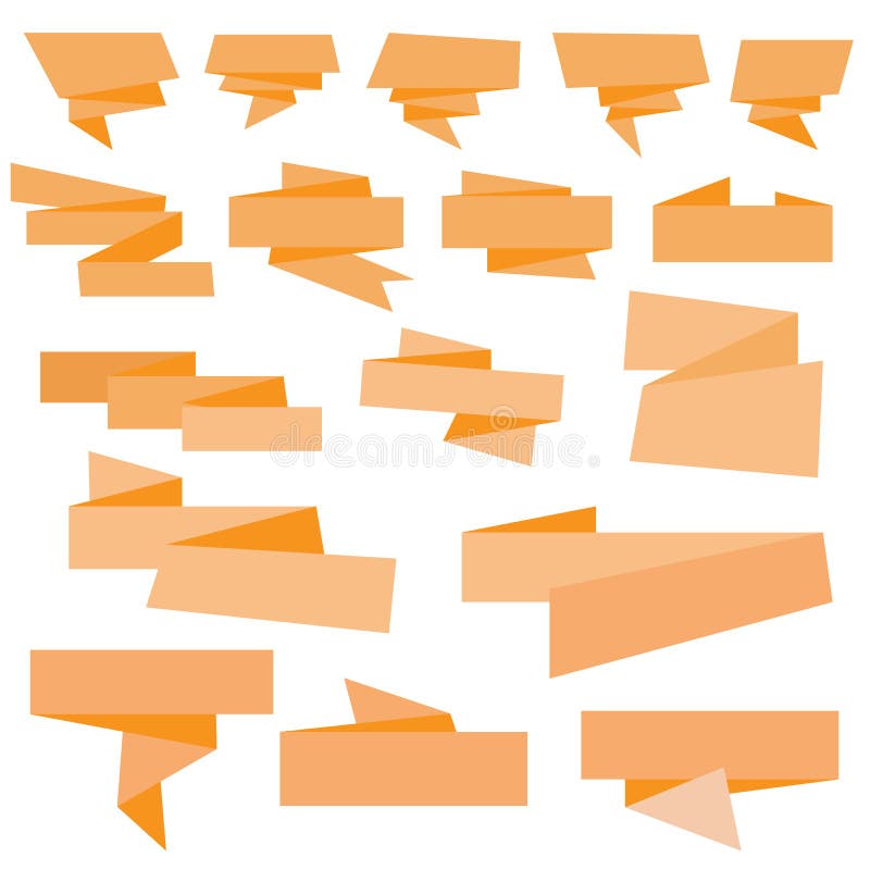 Set of Orange Paper Banners Stock Illustration - Illustration of paper ...