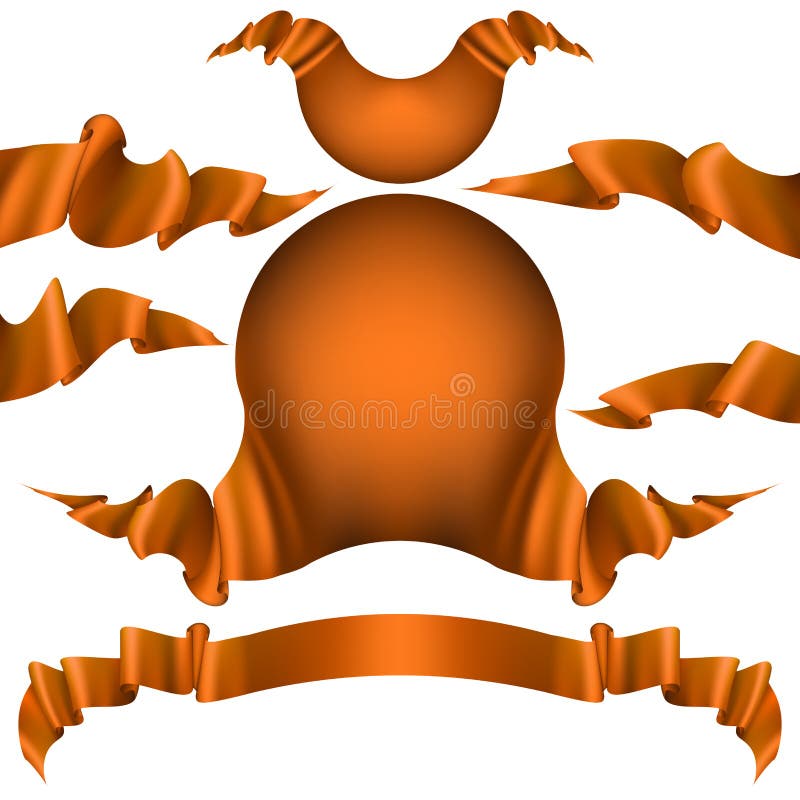 Set of Glossy Orange Ribbons on a White Background. EPS 10 Vector Stock ...