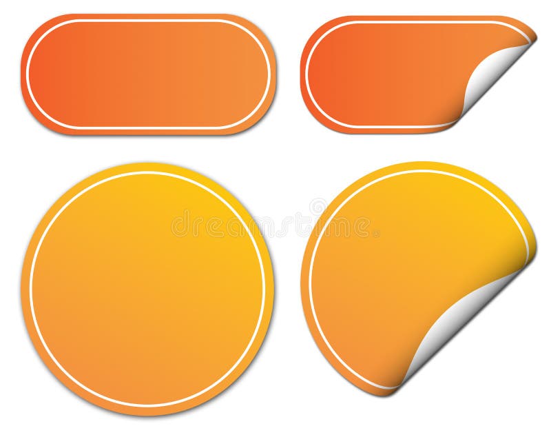 Set of orange stickers stock illustration. Illustration of symbols ...