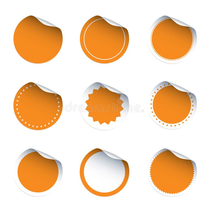 Set of orange stickers stock illustration. Illustration of border ...