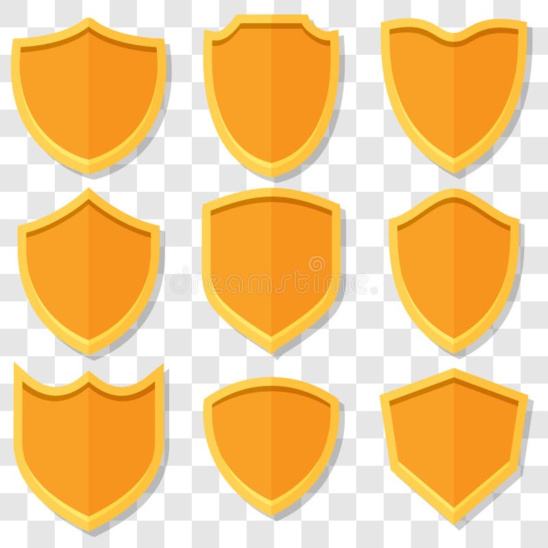 Set of Orange Vector Shields in 3D Style with Shadow Stock Vector ...