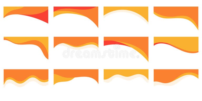 Set of Orange Wave Abstract Headers with Gradient Tones and Dynamic ...
