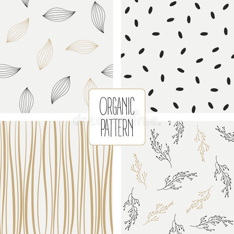 Organic Pattern with Leafs Drawn in Thin Lines Stock Vector ... Organic Pattern with Leafs Drawn in Thin Lines Stock Vector ...
