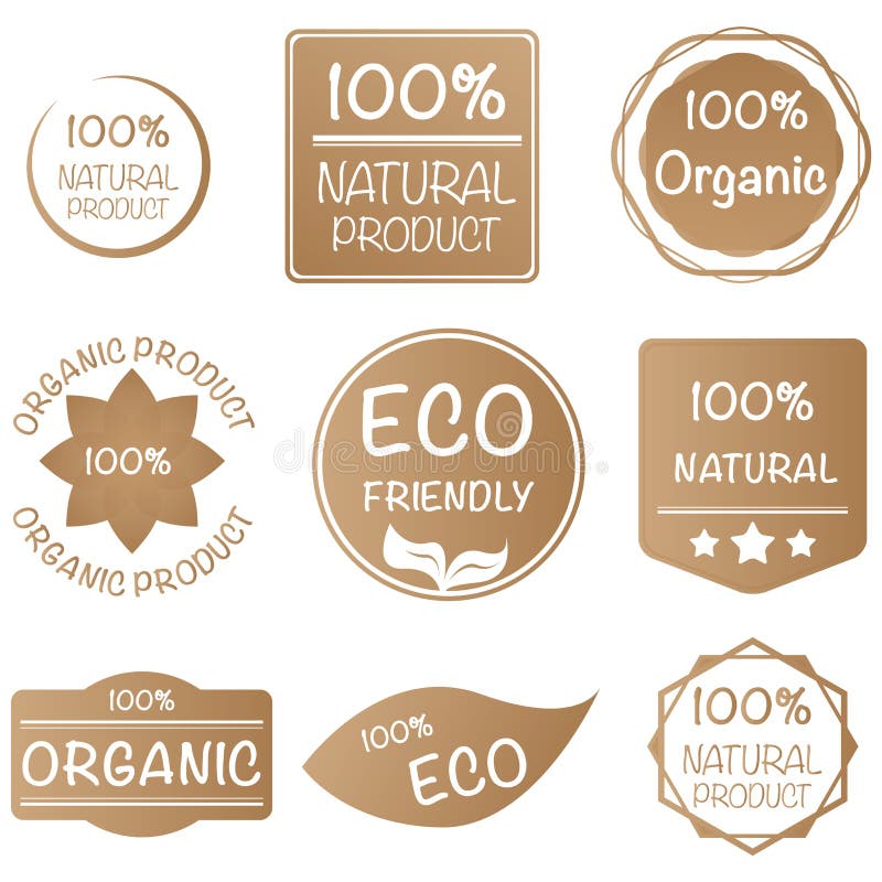 Set of 100 Organic Product Sticker in Earth Tone Stock Illustration ...