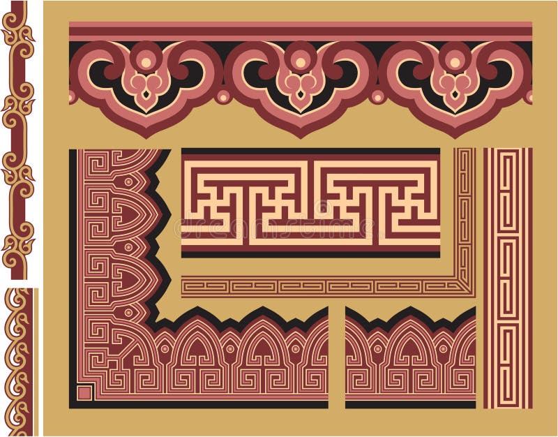 Set Of Oriental Borders And Frames Stock Vector - Illustration of ...