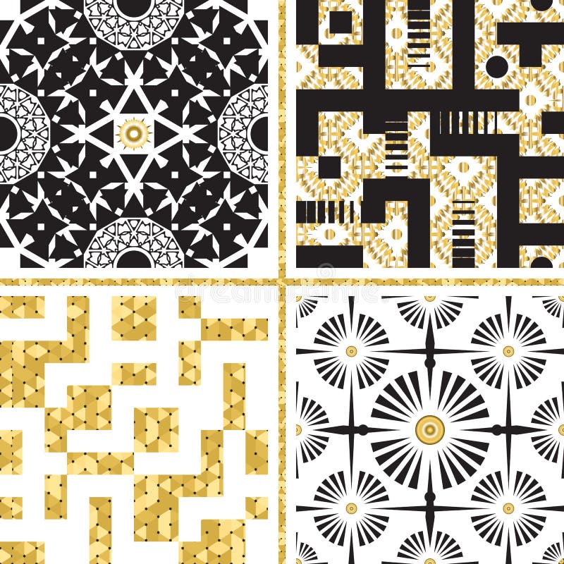 Set of Oriental Patterns with Golden Elements Stock Vector ...