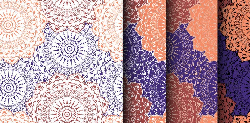 Set of Oriental Seamless Pattern. Mandala Ethnic Ornament for Textile ...