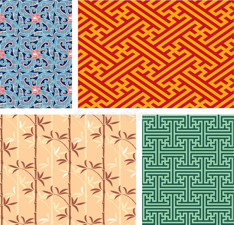 Japanese Traditional Red Pattern Set Stock Vector - Illustration of ...