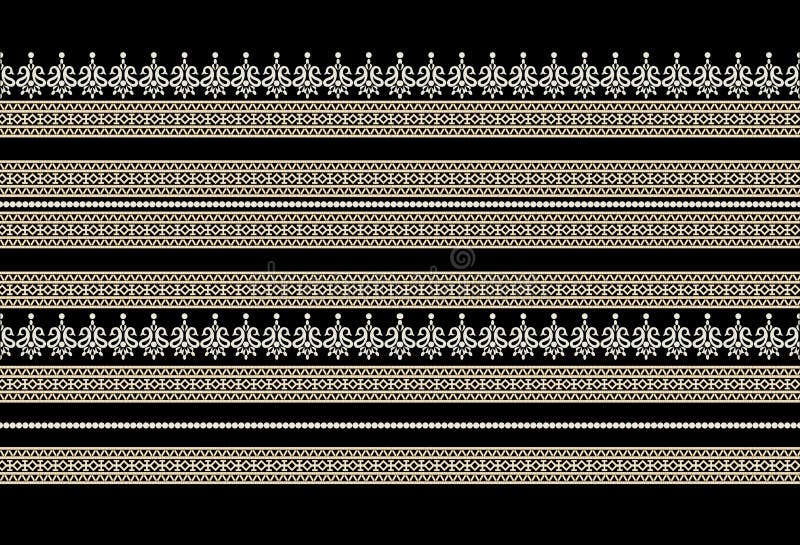 Set of Oriental Style Decorative Seamless Border Patterns Stock ...