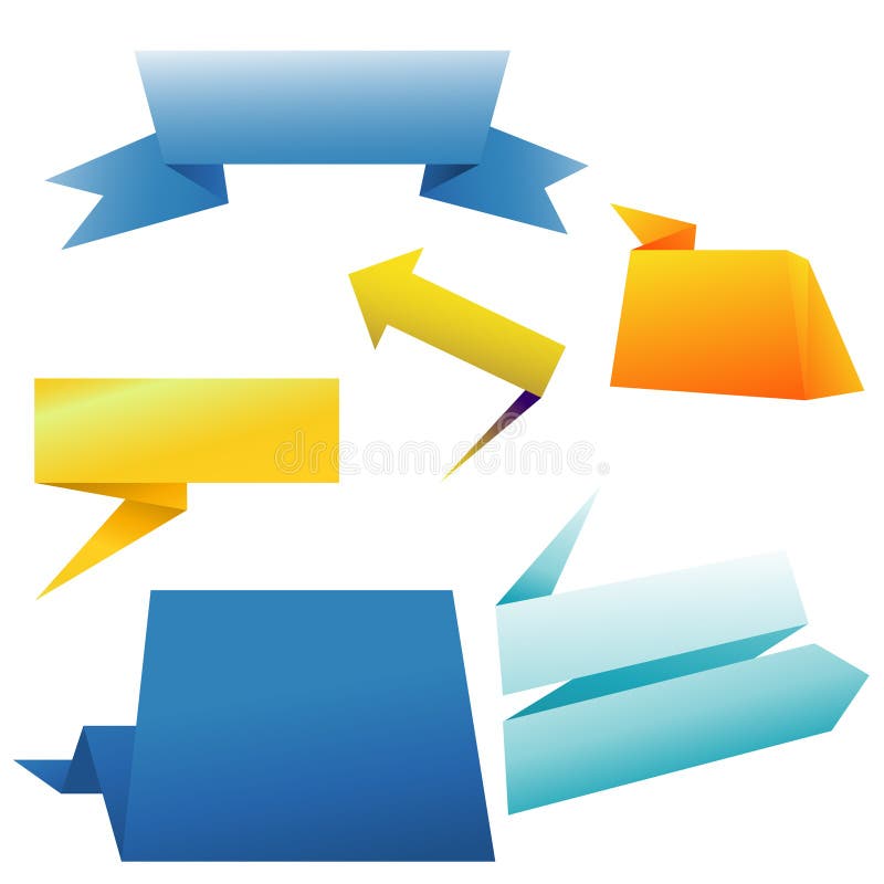 Set of origami banners stock vector. Illustration of design - 80775815