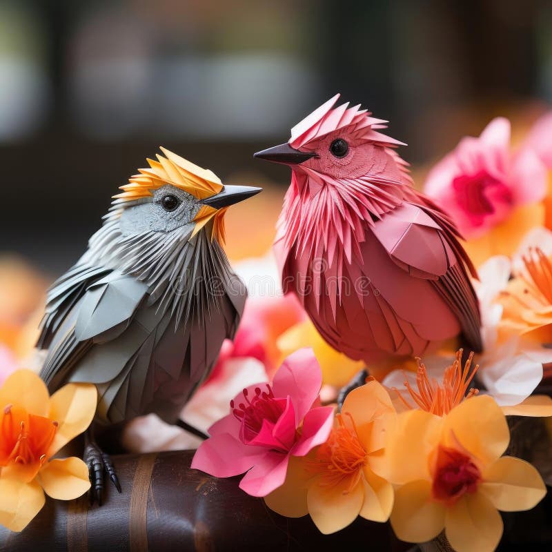 Set of Origami Birds in Pastel Colors Stock Illustration - Illustration ...