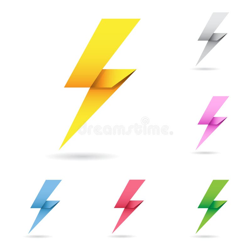 Set of Origami Lightning Bolts Stock Vector - Illustration of charge ...