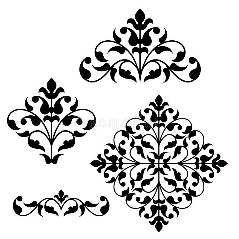Set of Ornamental Floral Elements for Design Stock Vector ...