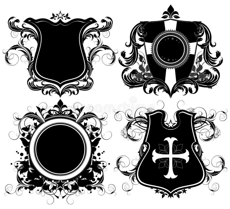 Set Of Heraldic Shields Stock Vector Illustration Of Heraldic 16030213