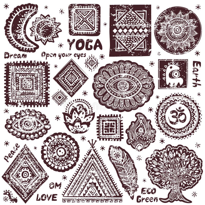Set of Ornamental Indian Elements and Symbols Stock Vector ...