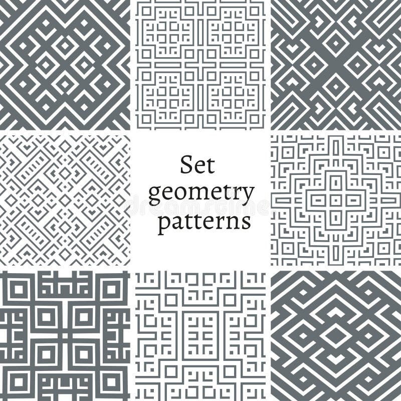 Vector Mono Line Backgrounds with Simple Patterns Stock Vector ...