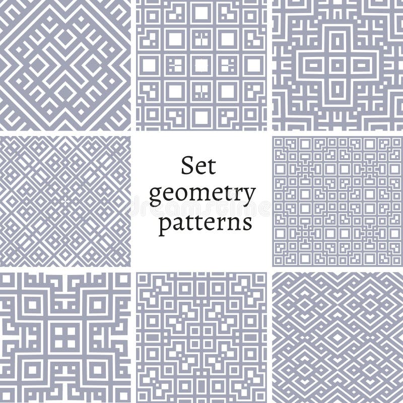 Vector Mono Line Backgrounds with Simple Patterns Stock Vector ...