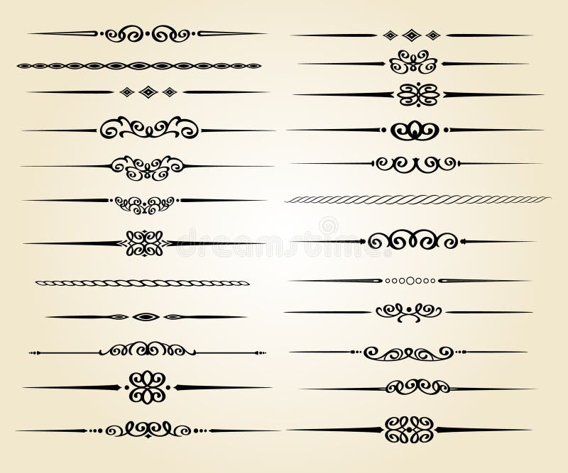Set Ornamental Rule Lines in Different Design.Vintage. Stock Vector ...