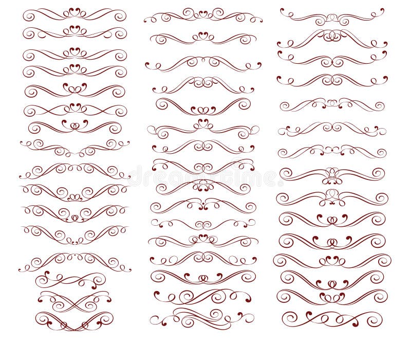 Set Ornamental Rule Lines Different Design.Vintage Style. Stock Vector ...