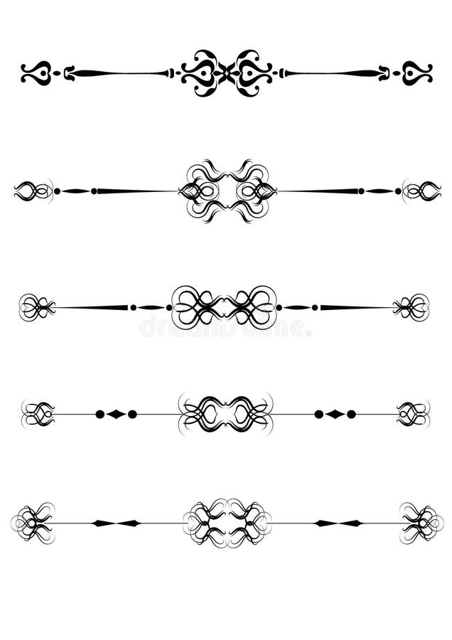 Set of Floral Ornamental Rule Lines Stock Vector - Illustration of ...