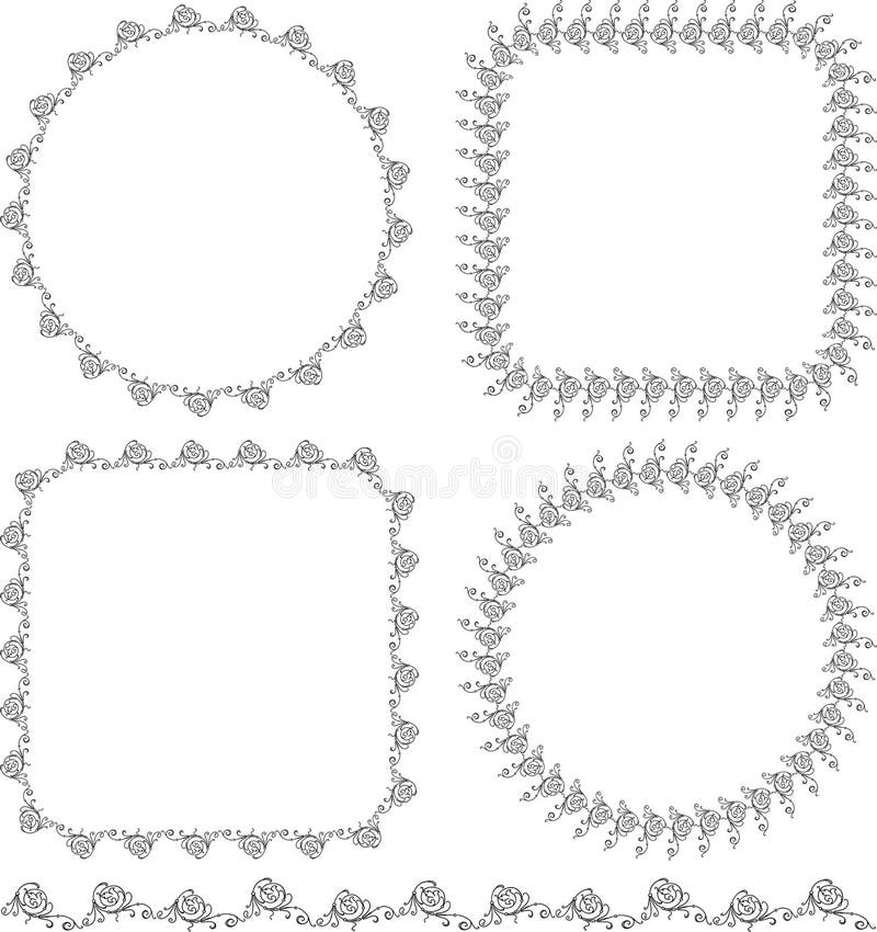 Ornamental Square Frame of Simple Geometric Shapes in Trendy Bright ...