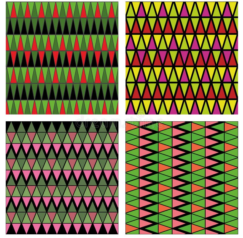 Set of Ornaments of Colored Triangles in an African Style, in Vector ...