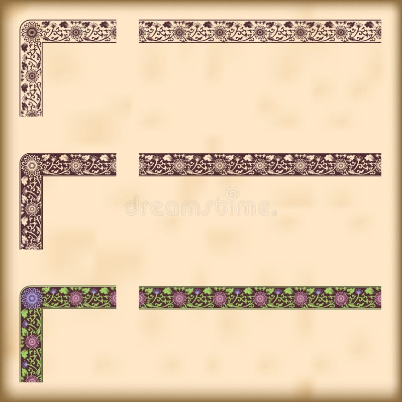 Set of Ornate Borders with Decorative Corner Stock Vector ...