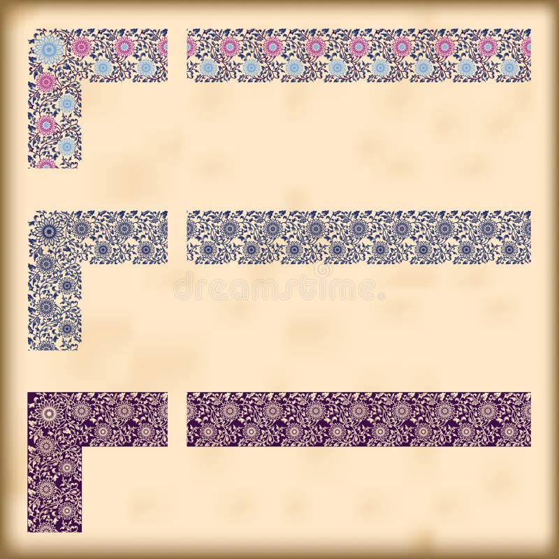 Set of Ornate Borders with Decorative Corner Elements, Vector Stock ...