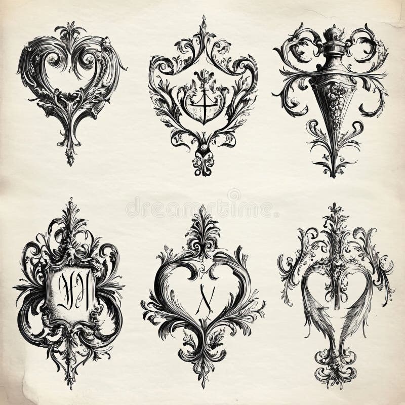 Set of Ornate Vintage Elements for Design. Vector Illustration. Hand ...