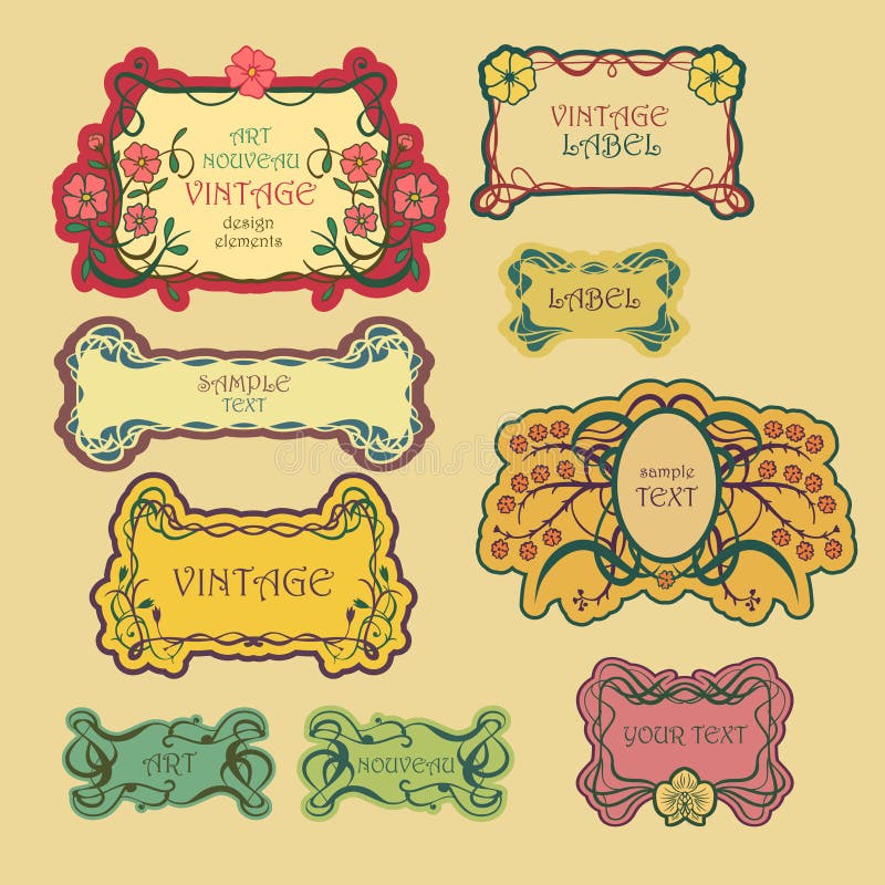 Set of Ornate Vintage Labels. Stock Vector - Illustration of antique ...
