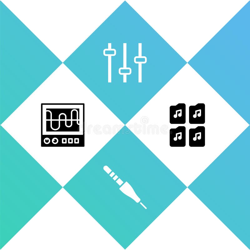 Set Oscilloscope, Audio Jack, Music Equalizer and File Document Icon ...